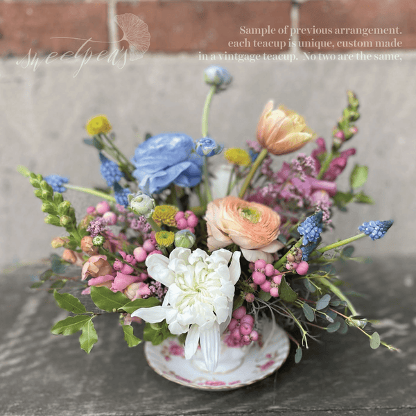 Toronto Flower Delivery - Vintage Teacup Floral Arrangement | Sweetpea's